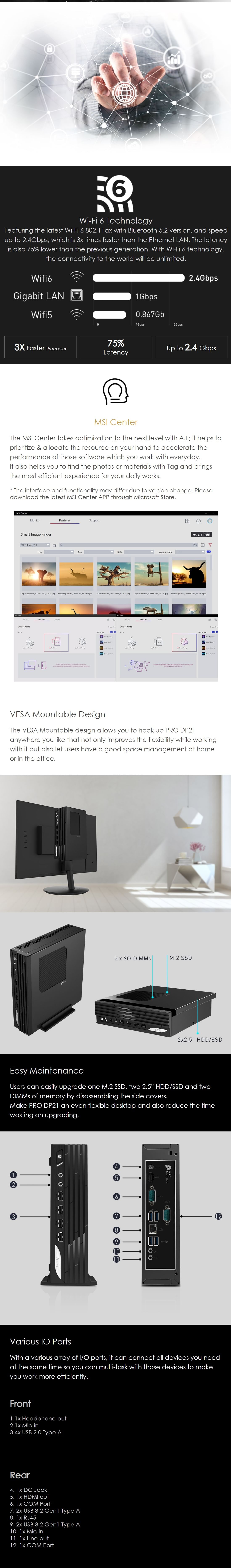 MSI PRO DP21 11M Desktop PC, i7-11700, 16GB RAM, 512GB SSD, Windows 11 Pro