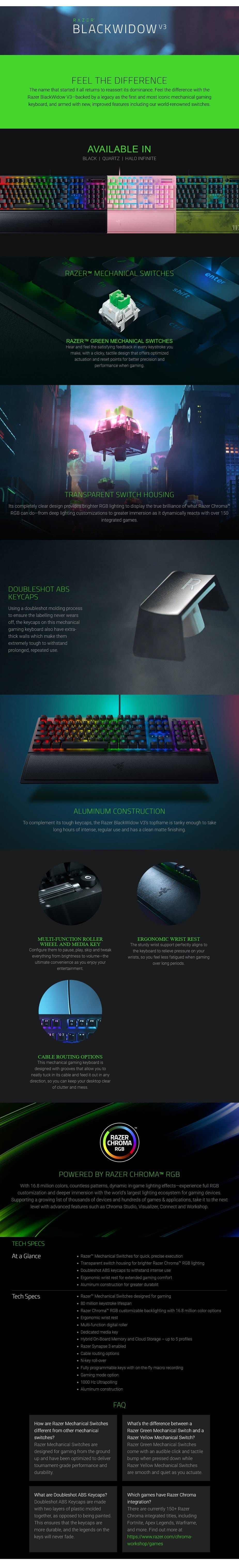 Razer BlackWidow V3 Mechanical RGB Gaming Keyboard - HALO Infinite Edition