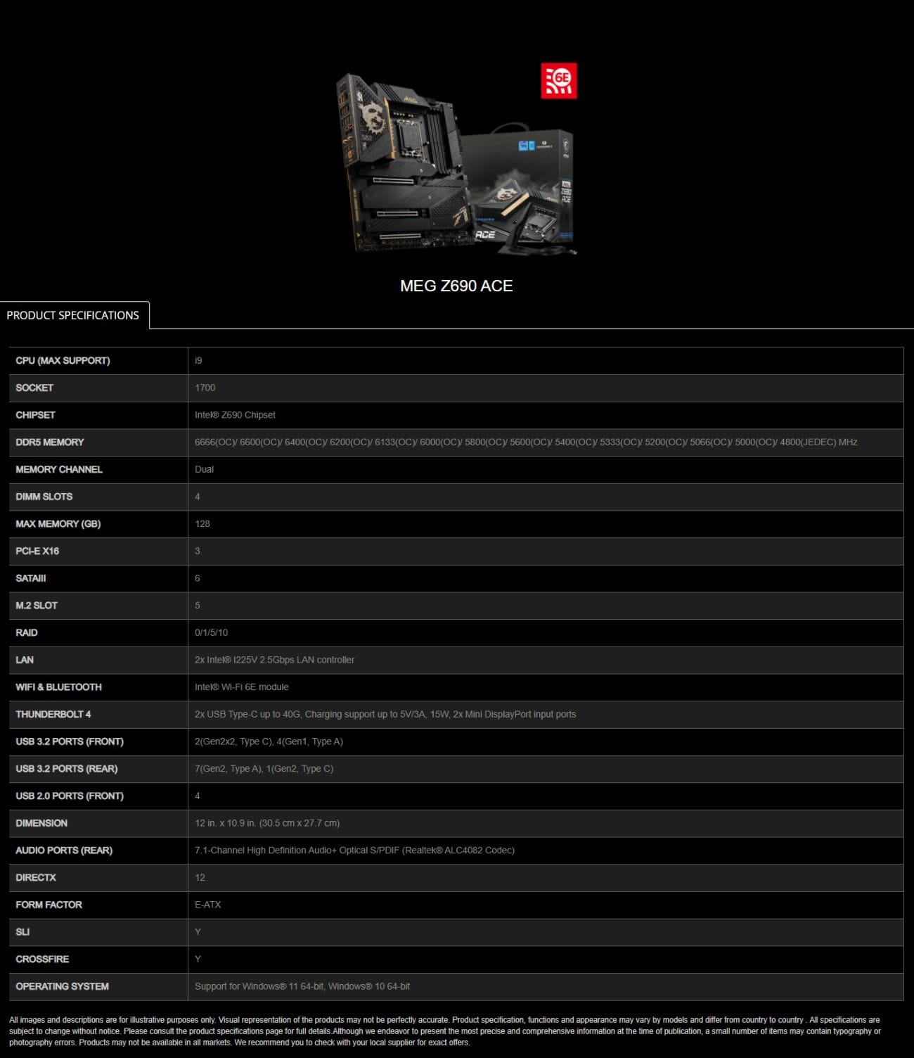 MSI MEG Z690 ACE LGA 1700 ATX Motherboard