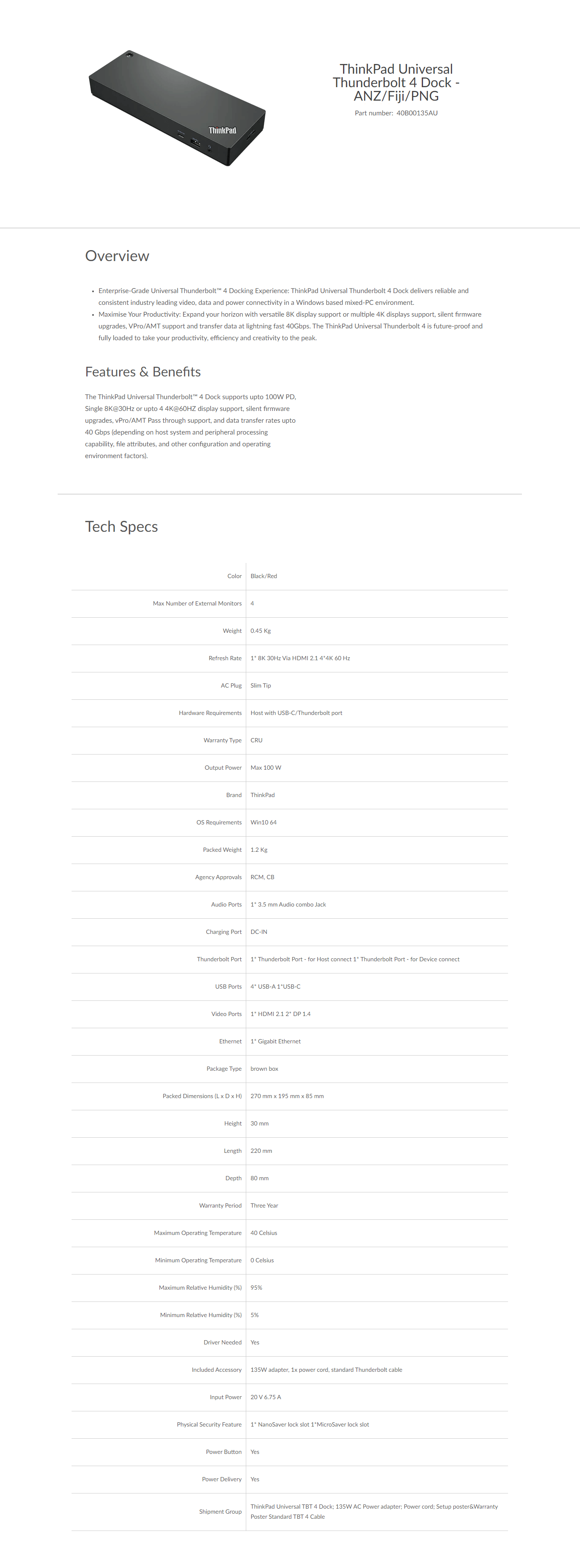 Lenovo ThinkPad Universal Thunderbolt 4 Dock