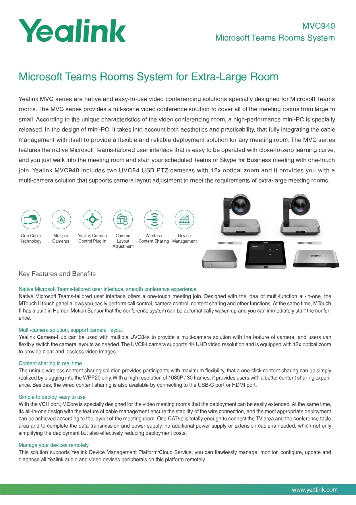 Yealink MVC940 Microsoft Teams Video Conference System for Extra Large Room
