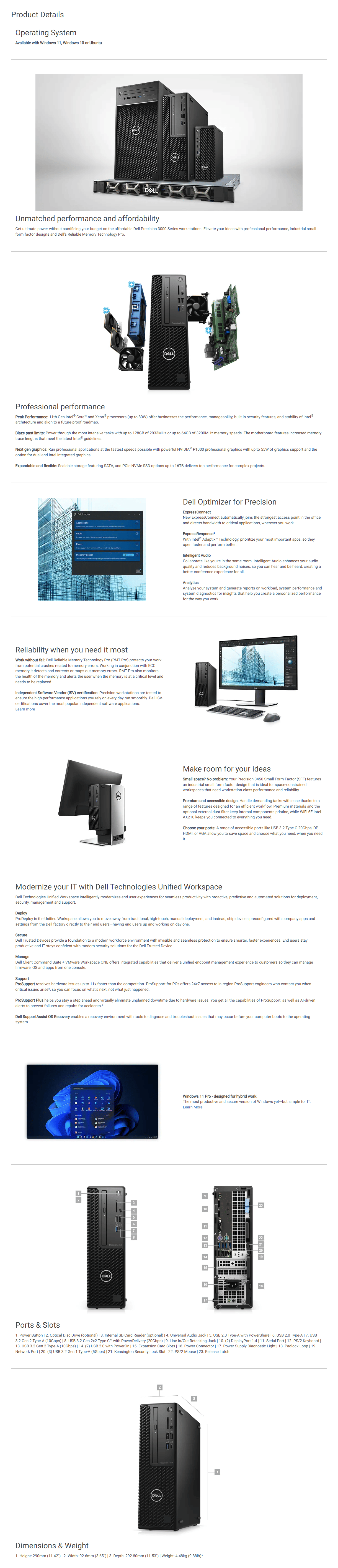 Dell Precision 3450 Small Form Factor PC, i7-10700, 16GB, 512GB SSD ...