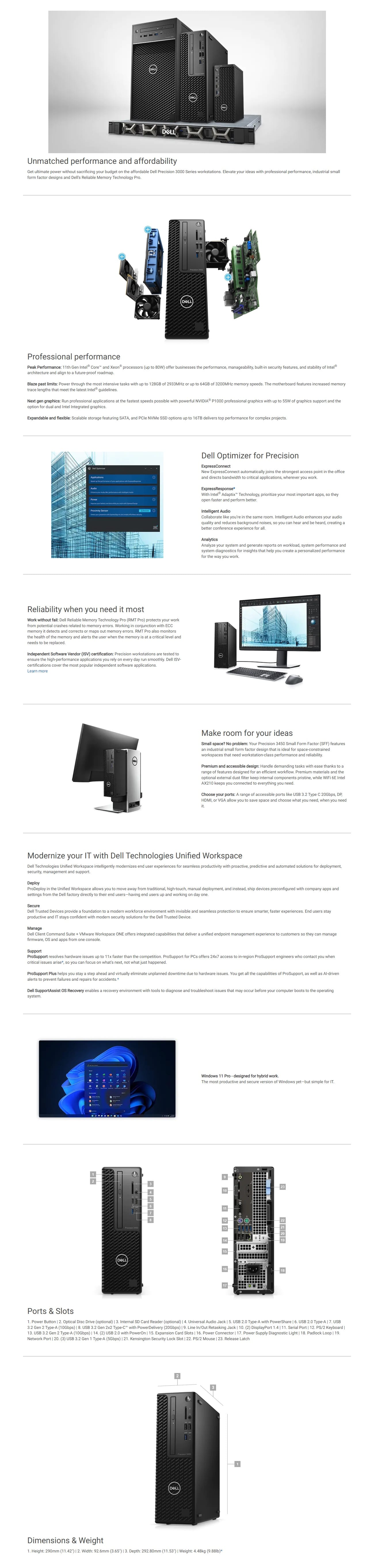 Dell Precision 3450 Small Form Factor Desktop PC i7-11700, 32GB RAM ...