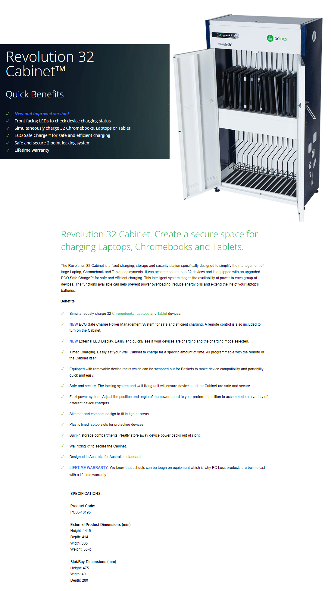 PC Locs Revolution 32 Wall Cabinet