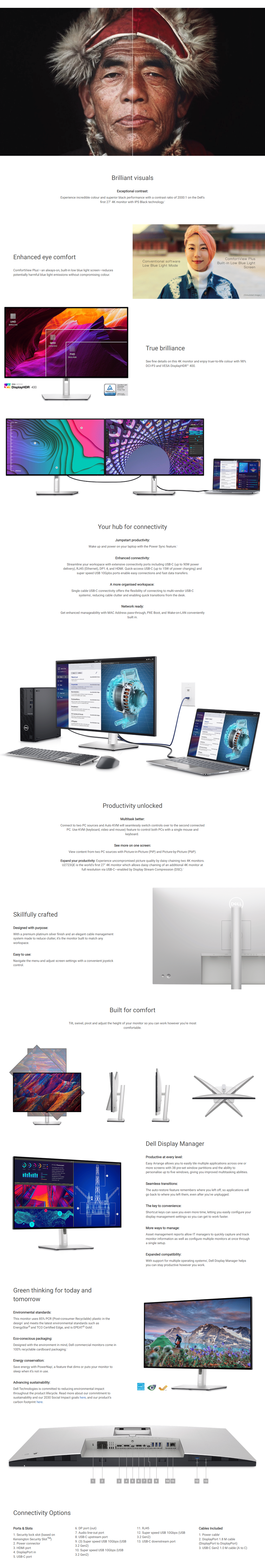 Dell U2723QE UltraSharp 27" 4K UHD IPS USB-C Hub Monitor