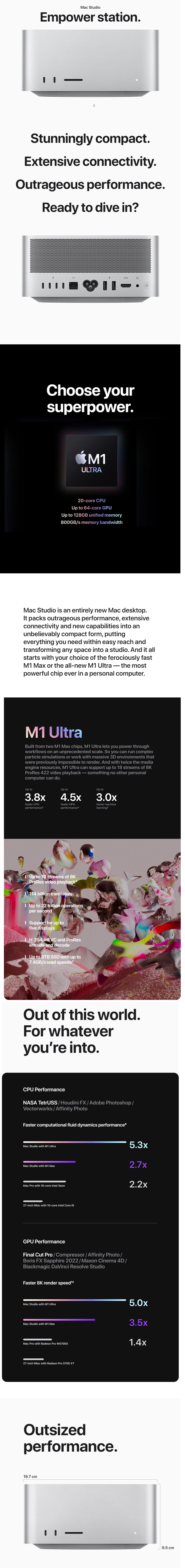 Apple Mac Studio M1 Ultra Chip 20-Core CPU/48-Core GPU, 64GB RAM, 1TB SSD