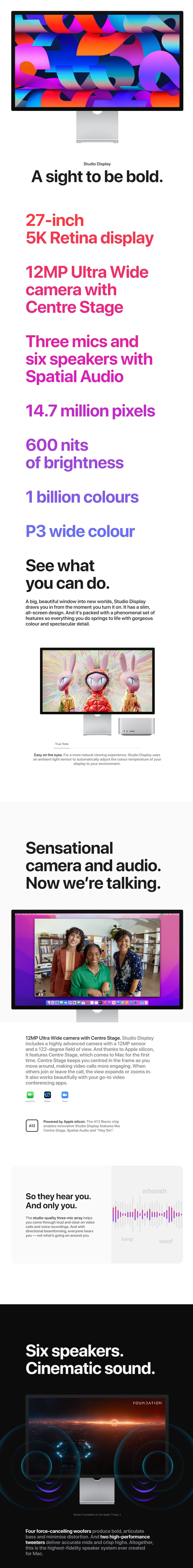 Apple Studio Display 27" 5K Retina Display Standard Glass Tilt And ...