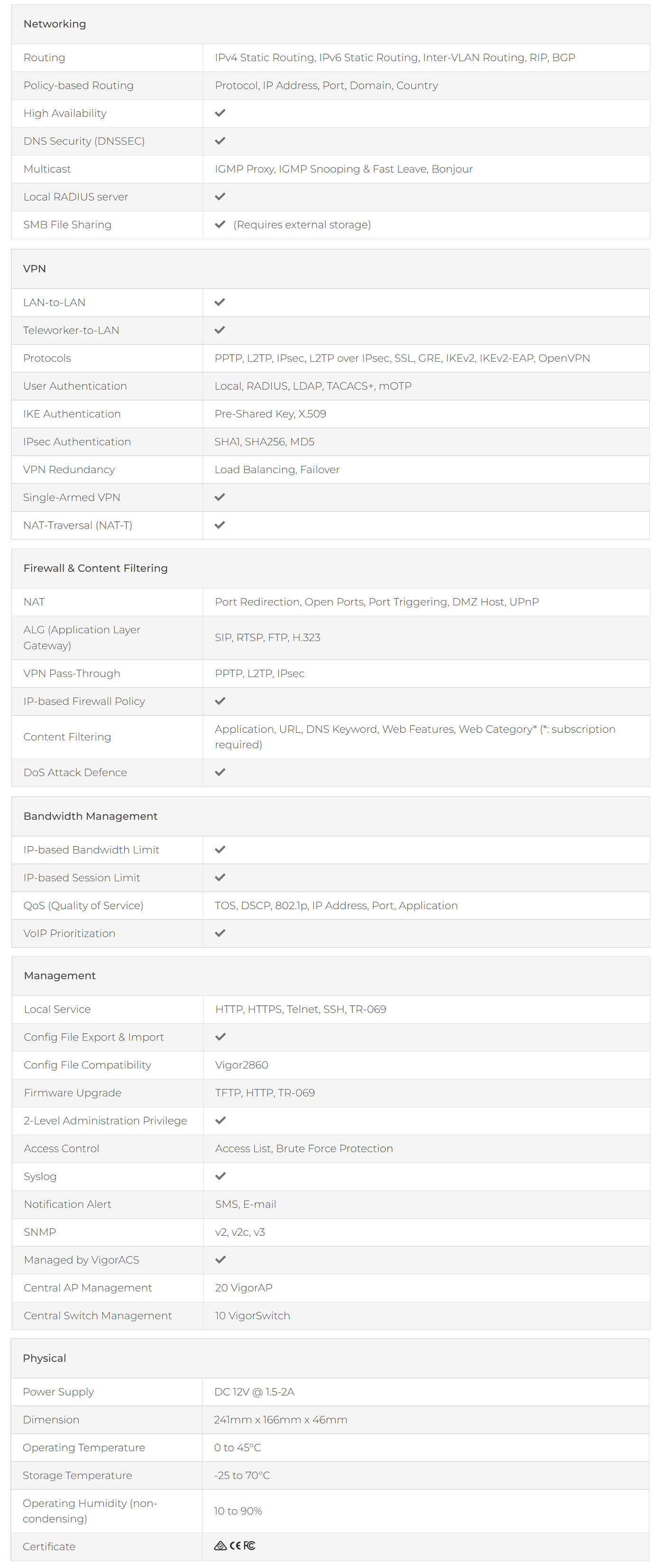 DrayTek Vigor 2862 Multi-WAN VDSL2/ADSL2+ Firewall QoS IPv6 Modem Router