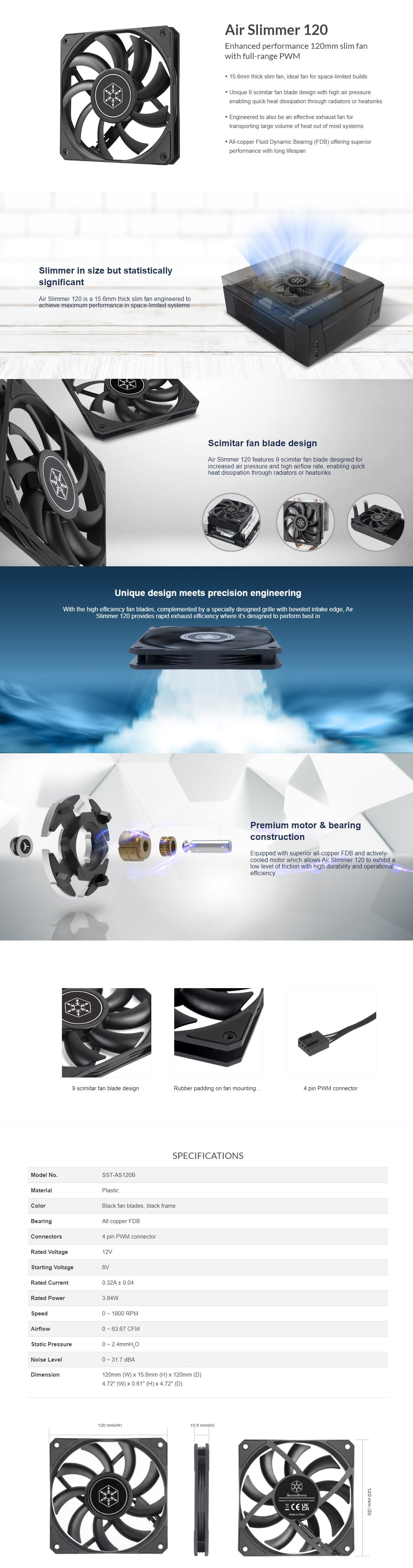 Silverstone Air Slimmer 120 Enhanced Performance 120mm Slim Fan