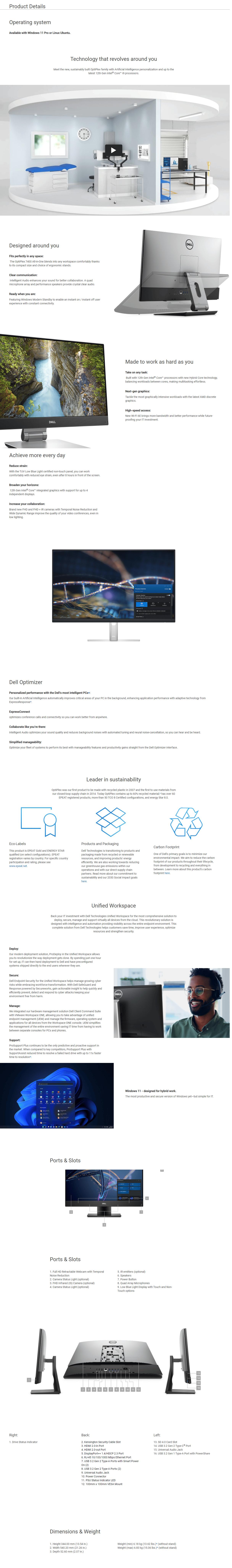 Dell OptiPlex 7400 All-in-One Desktop, i5-12500, 16GB RAM, 256GB SSD ...