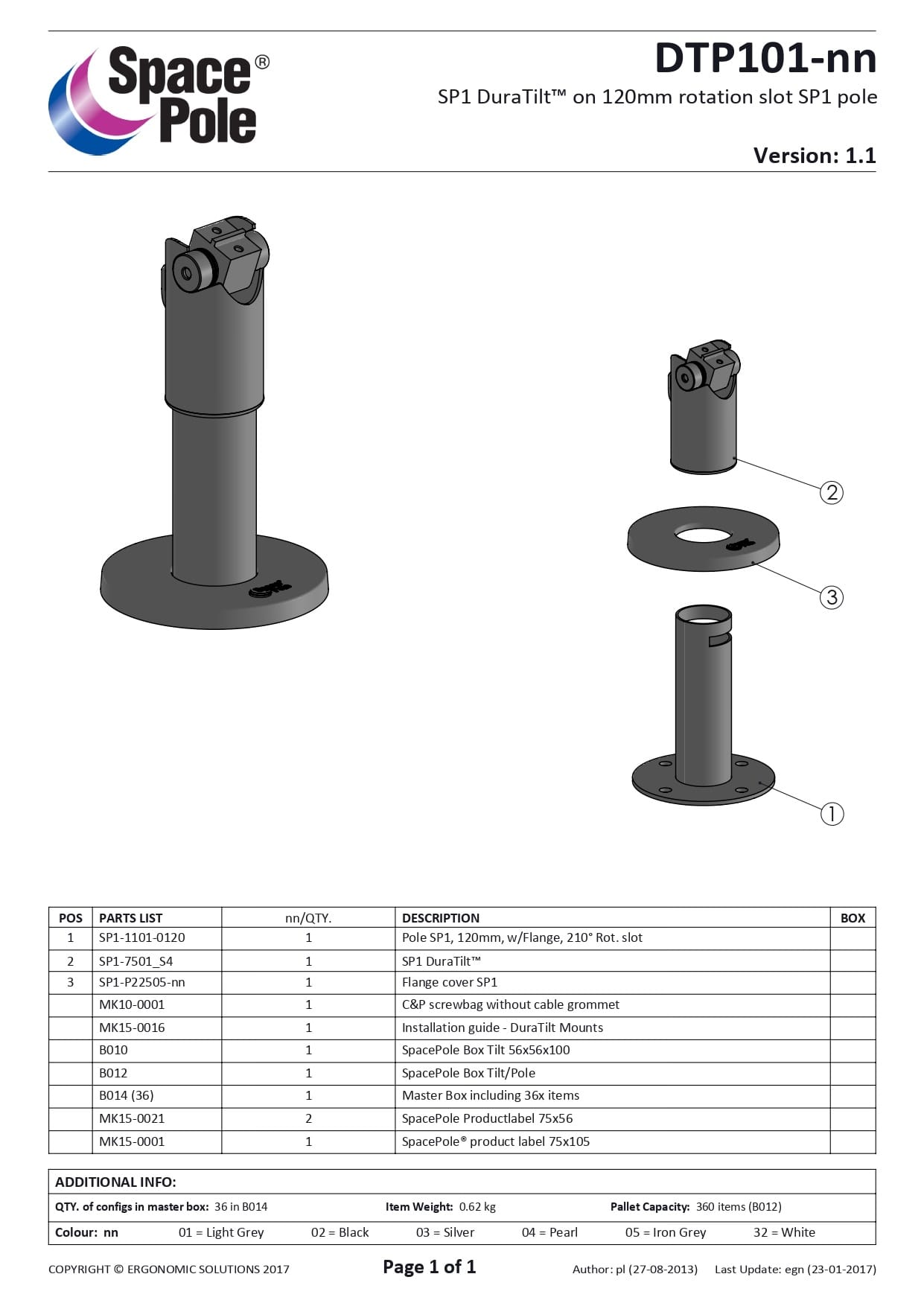 Spacepole Safeguard DuraTilt & Pole Black