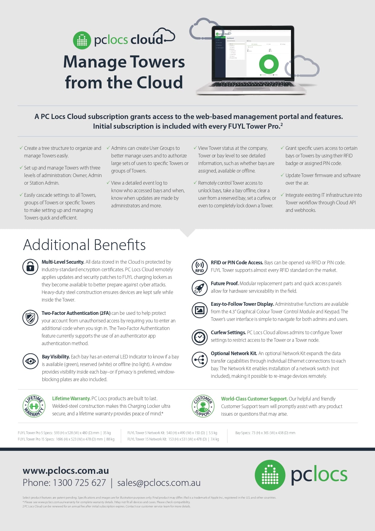 PC Locs FUYL Tower 15 Pro Cloud Advanced Locker