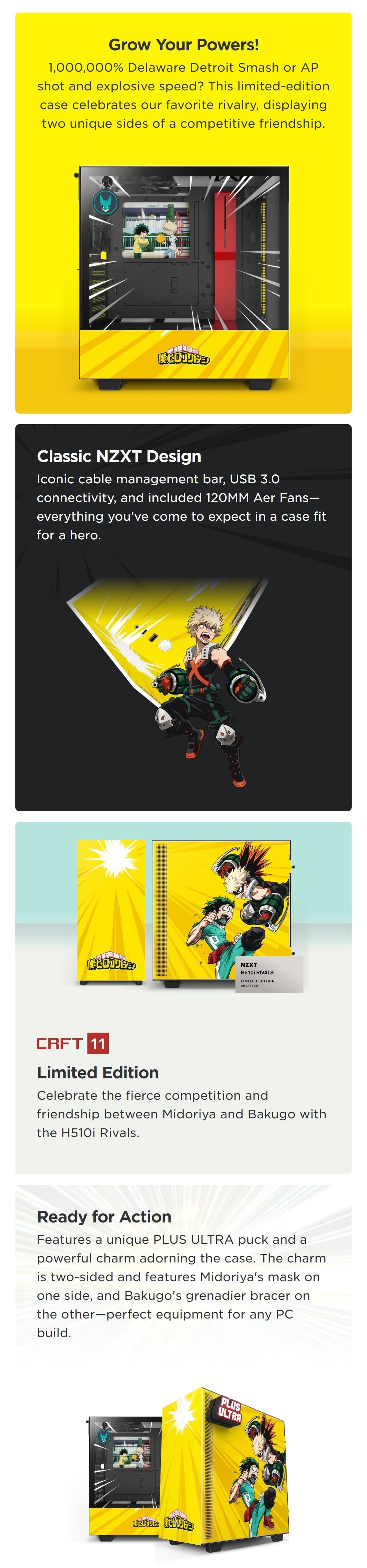 NZXT CRFT H510i My Hero Academia Case Rivals Limited Edition Mid Tower Case