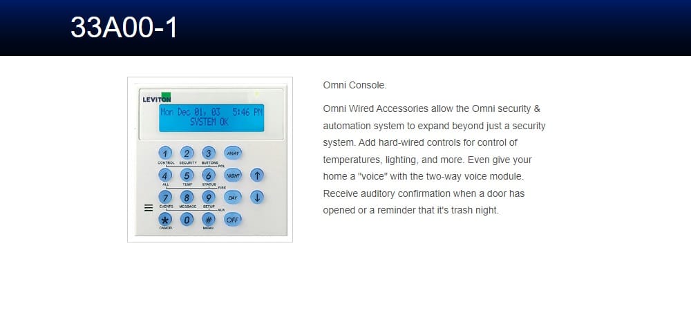 Leviton Omni Console Keypad Surface Mount