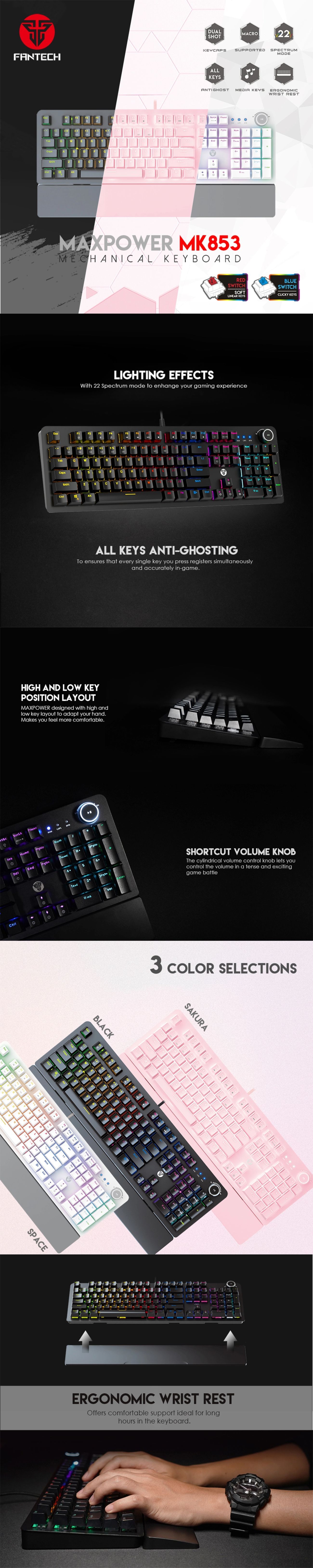 Fantech Gaming PC Mechanical Keyboard LED Backlit Anti-Ghosting Key ...