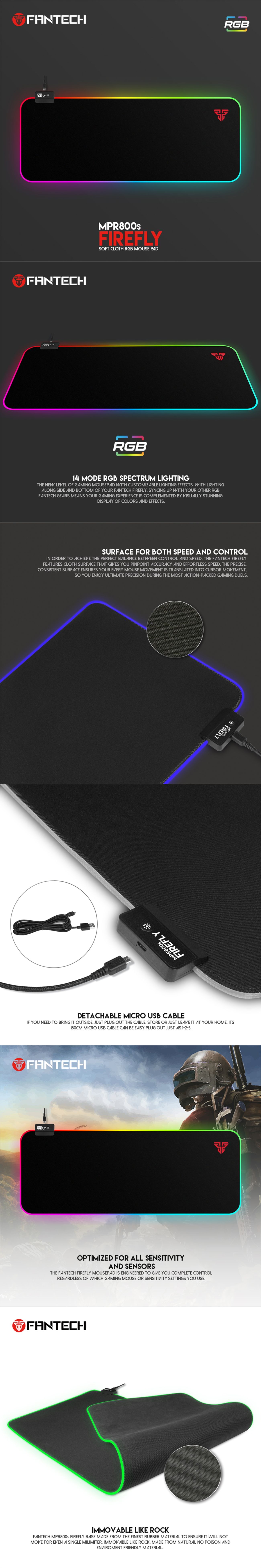 Fantech PC RGB Mousemat Extend Size 800 x 300 x 4mm Non-Slip Rubber ...