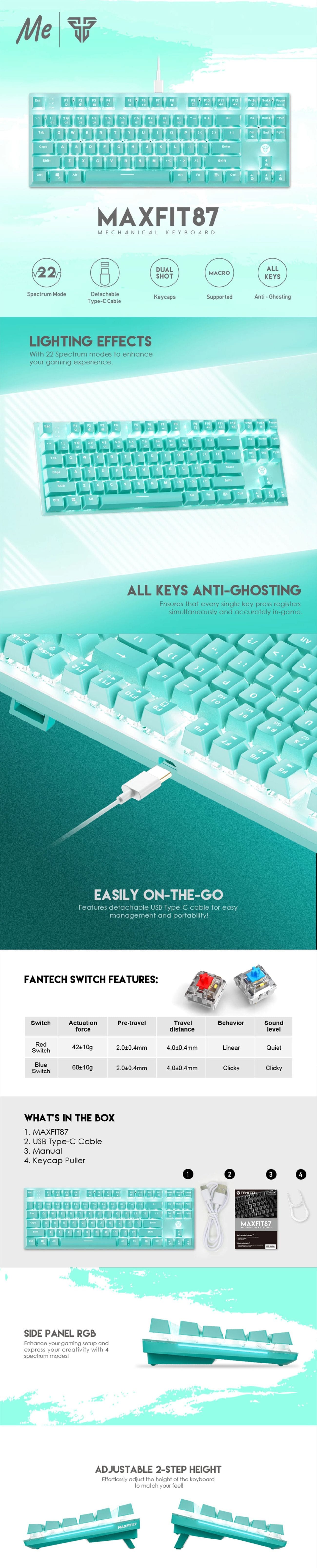 Fantech MAXFIT87 Wired Mechanical Keyboard - Fantech Red - Mint Edition