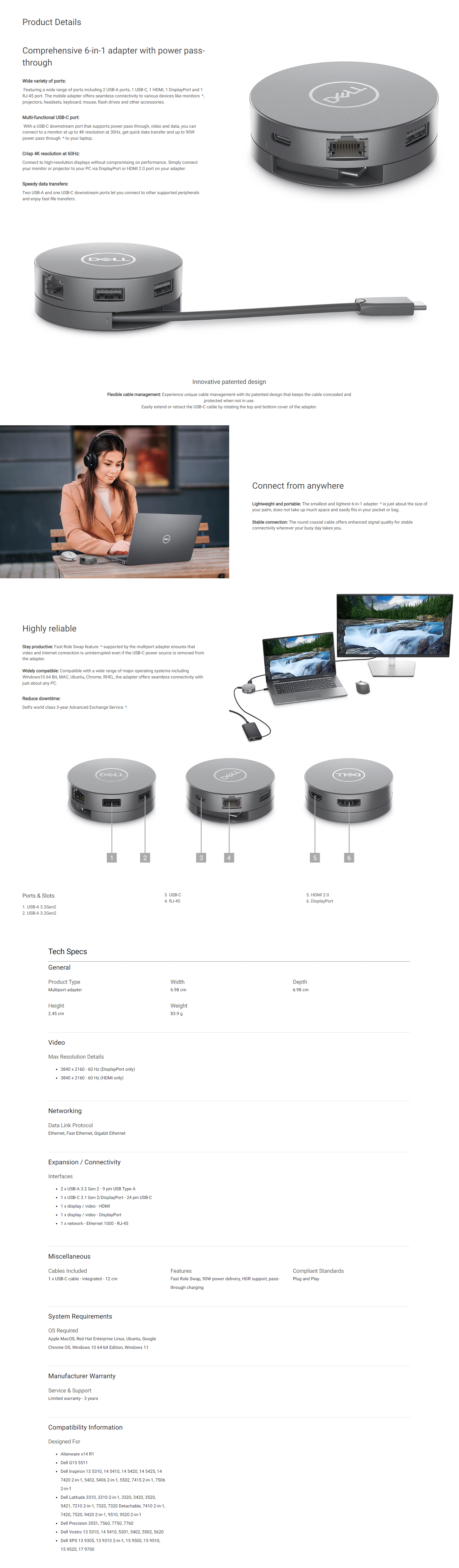 Dell DA305 6-in-1 USB-C Multiport Adapter