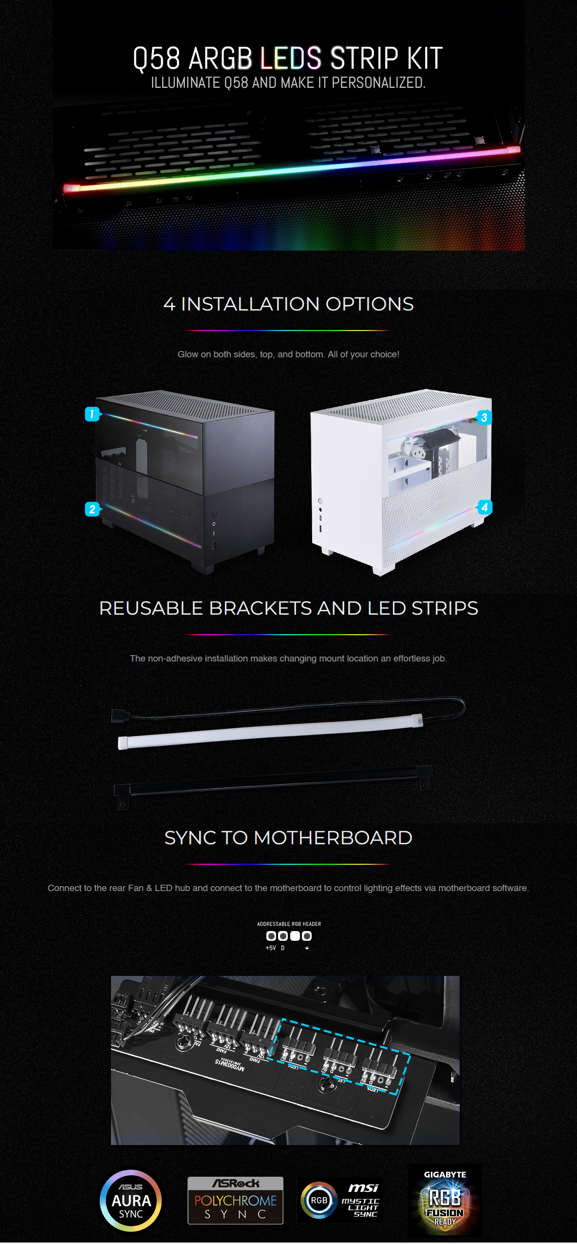 Lian Li Q58 ARGB LEDs Strip Kit - Black