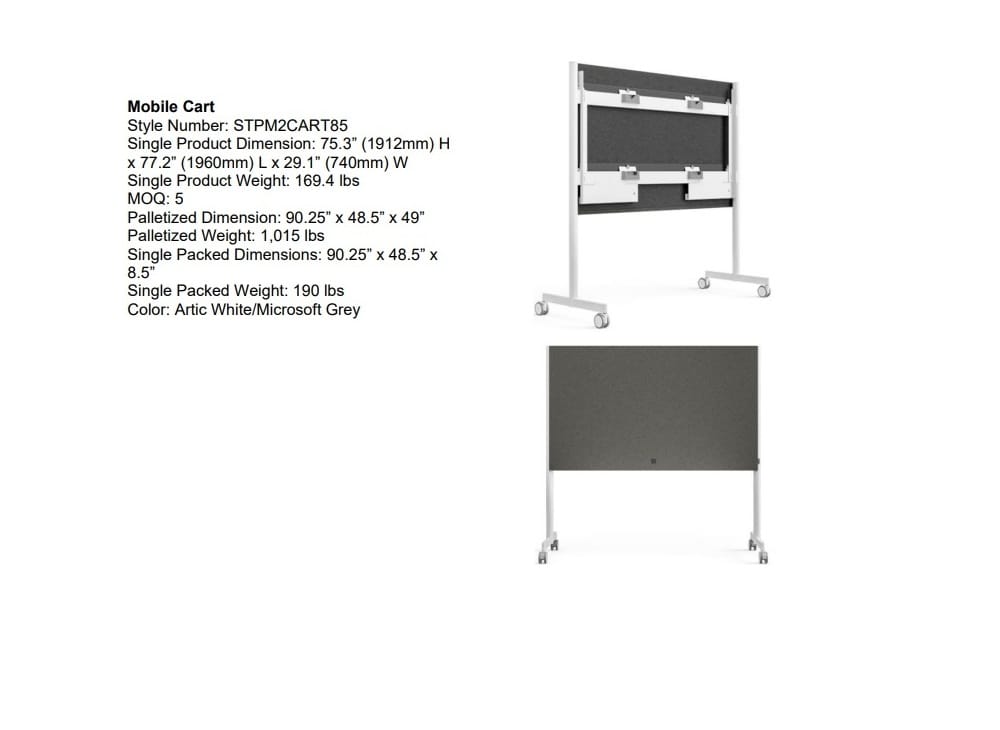 Microsoft Steelcase Roam Mobile Stand For Hub 2S 85"