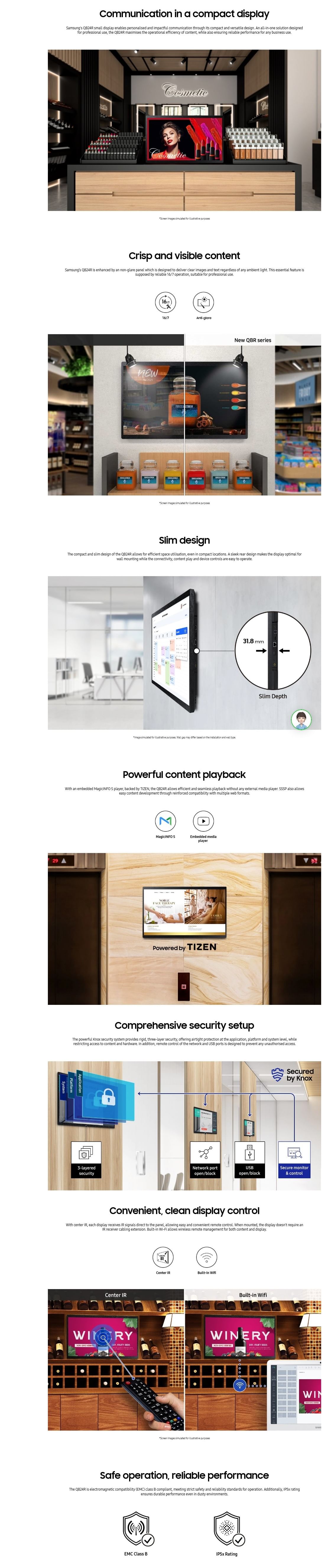 Samsung QB24R-B 24" FHD 250 Nits 16/7 Professional Display