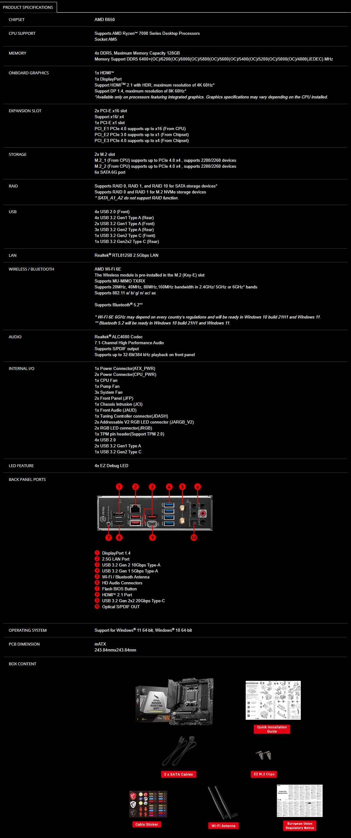 MSI MAG B650M Mortar WiFi AM5 Micro-ATX Motherboard