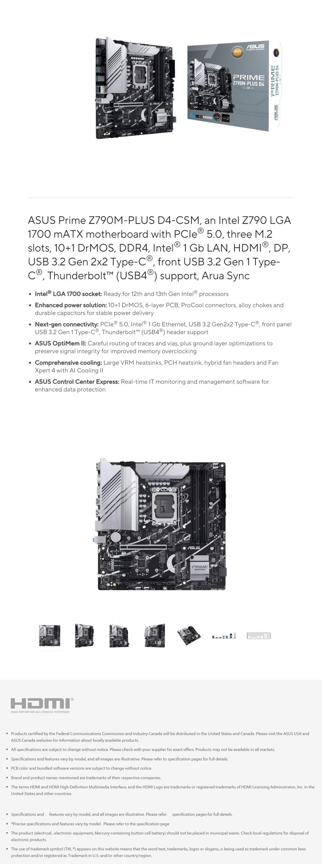 Asus Prime Z790M-PLUS D4-CSM LGA 1700 Micro-ATX Motherboard