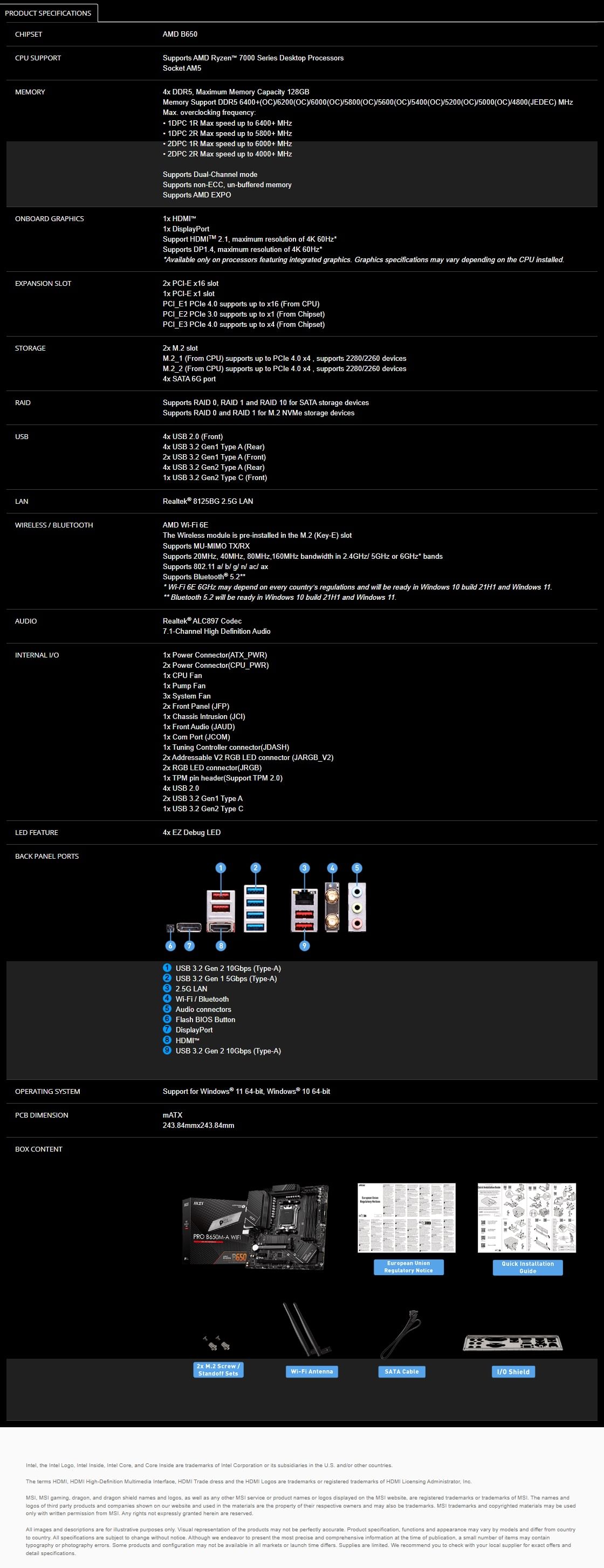 MSI PRO B650M-A WiFi AM5 ATX Motherboard