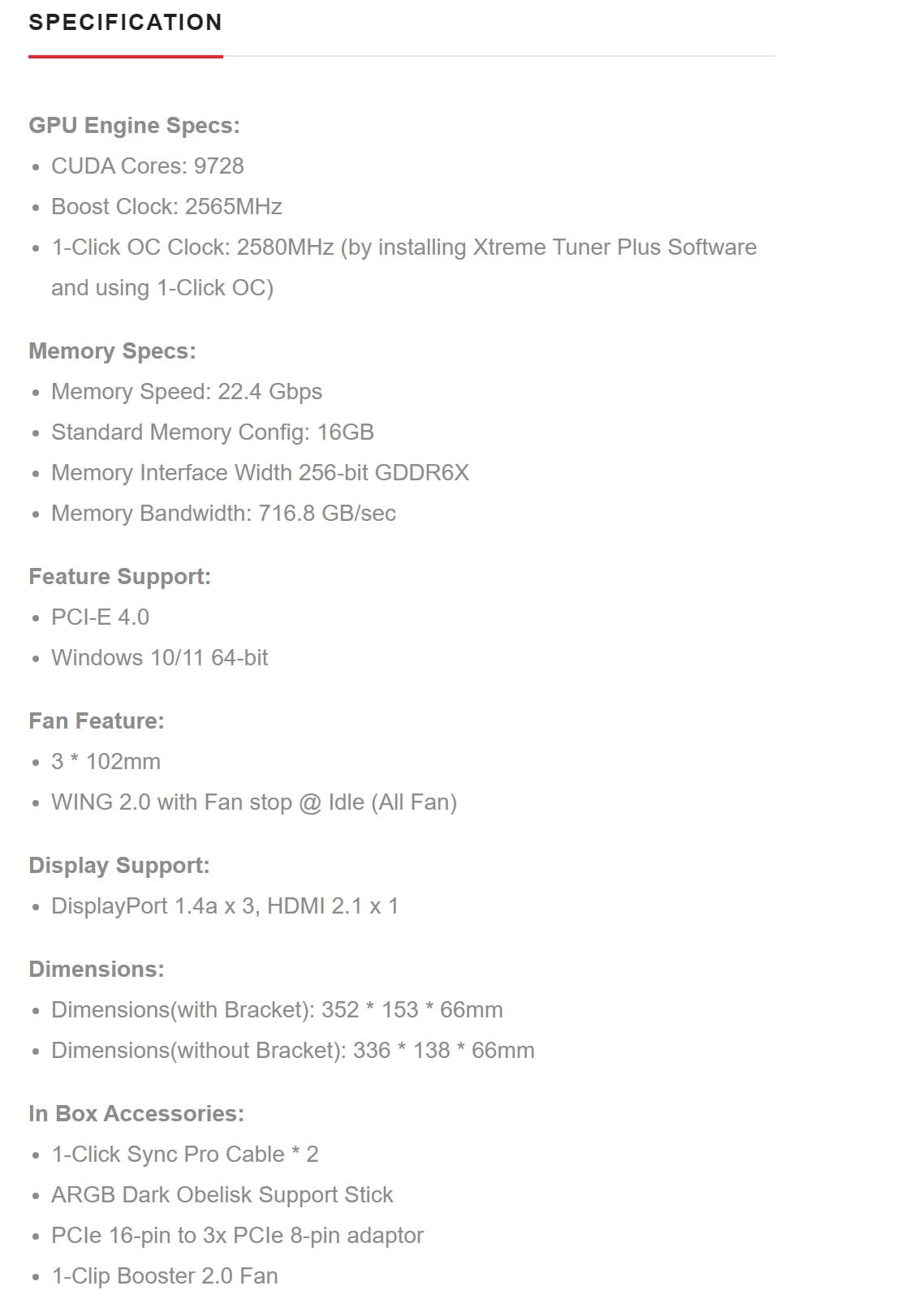 Galax GeForce RTX 4080 16GB SG 1-Click OC Graphics Card