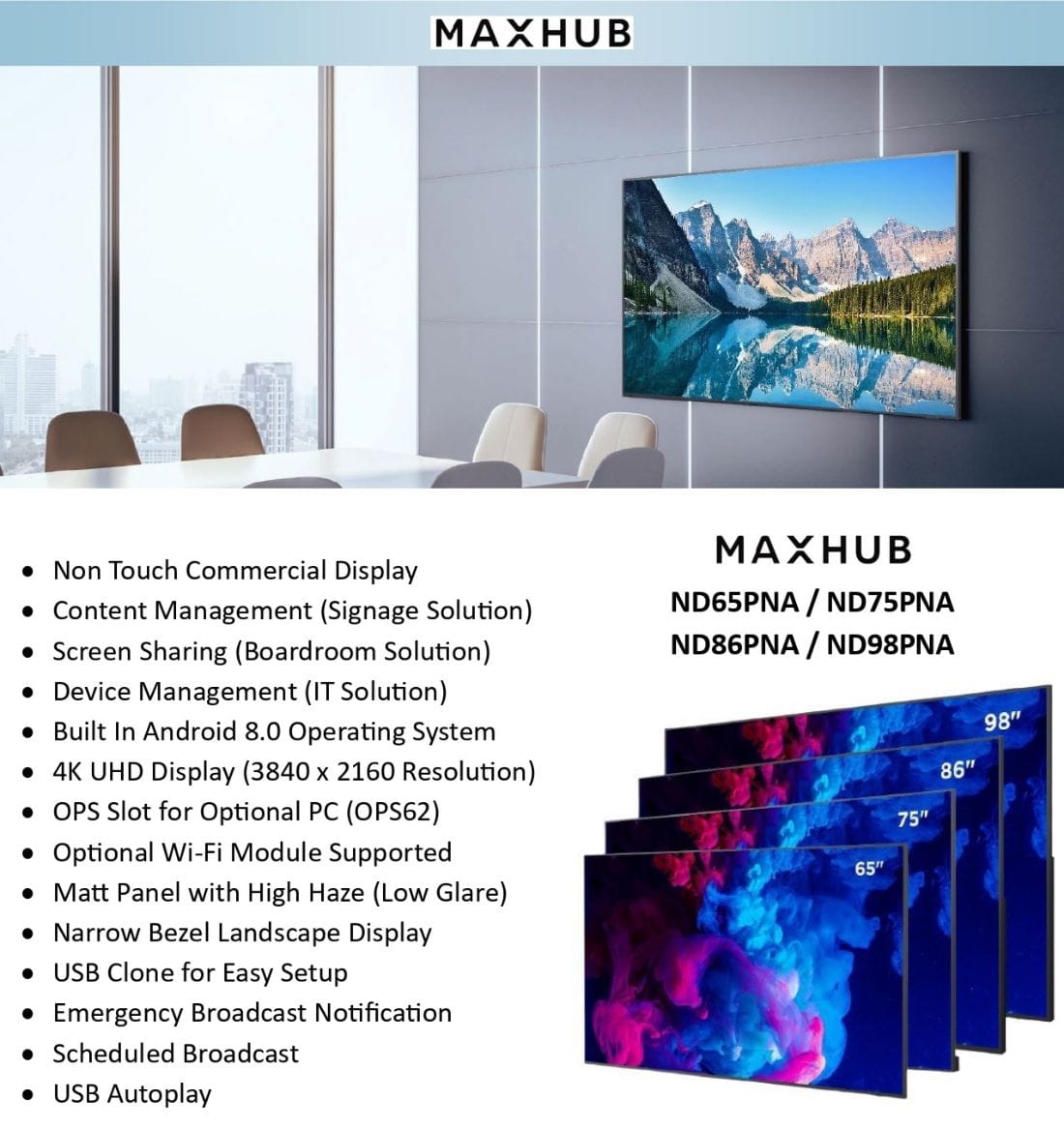 Maxhub ND98PNA 98" 4K UHD Commercial Signage