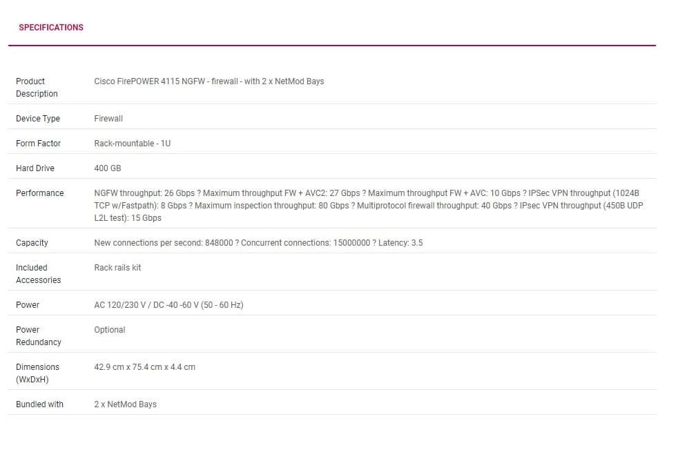Cisco Firepower 4115 NGFW Firewall Appliance