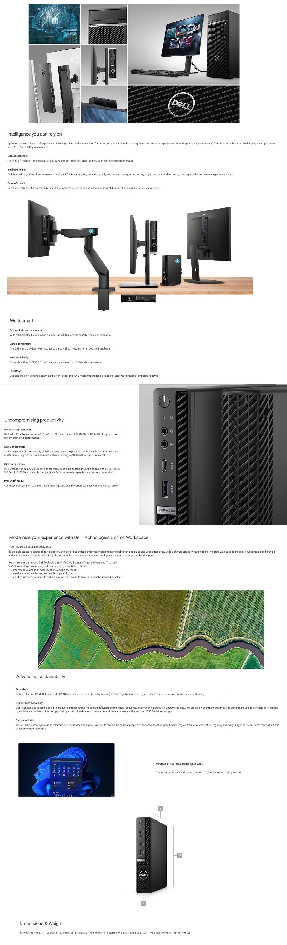 (Open Box) Dell Optiplex 7090 Micro Form Factor,Intel i5-11500T, 16GB ...