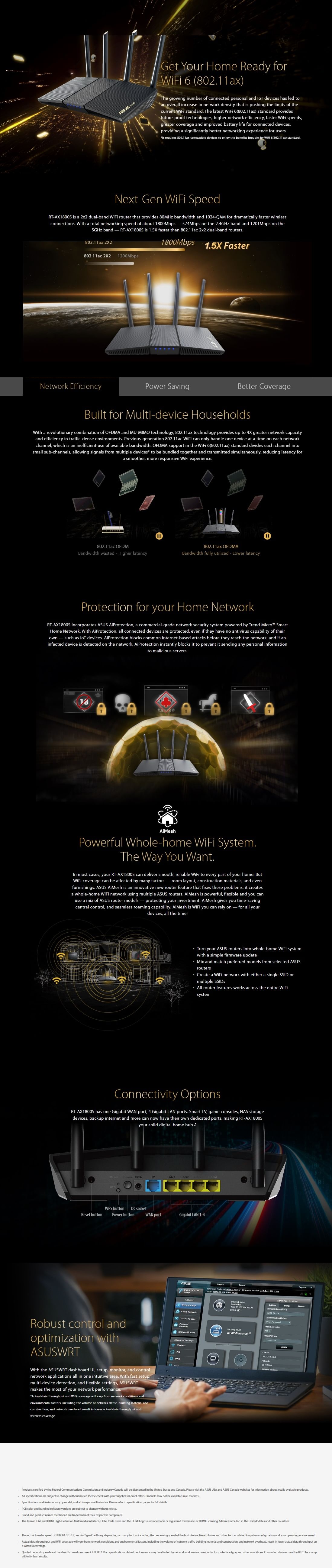 ASUS Ai Mesh Router Whole Home Wifi System 3 Pack AX1800 WiFi 6 (802.11ax) Supporting MU-MIMO ...