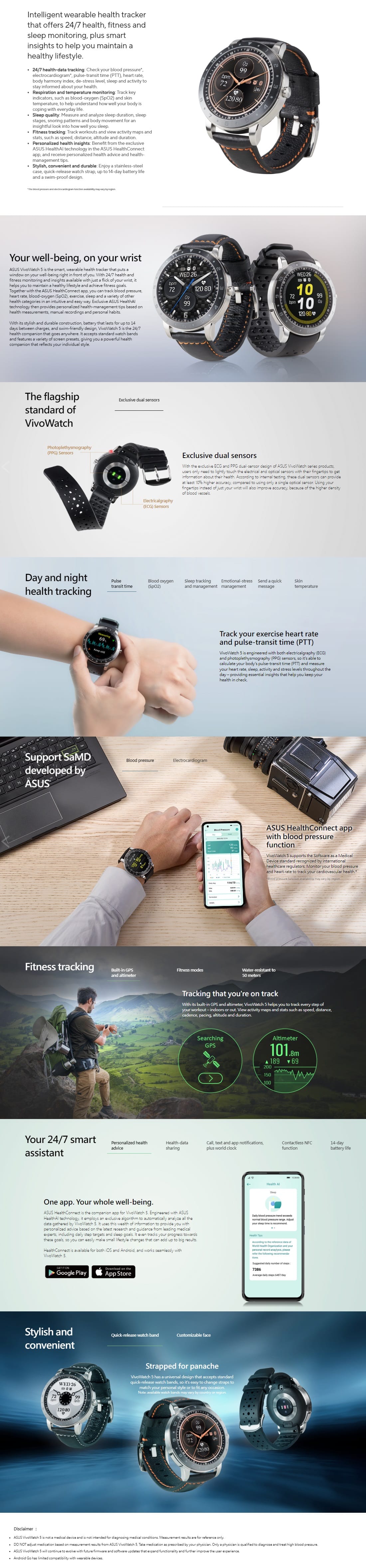 Asus VivoWatch 5 HC-B05 Health Tracker Watch - White