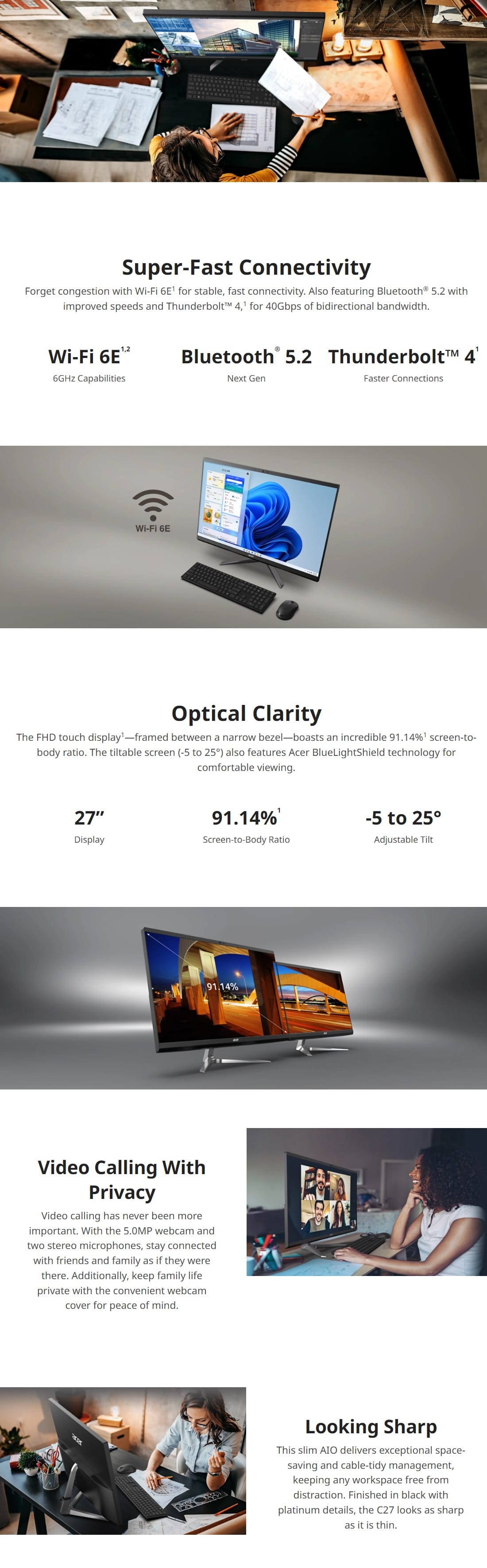 (Manufacturer Refurbished) Acer Aspire C27 27" All-In-One PC, i5-1135G7 ...