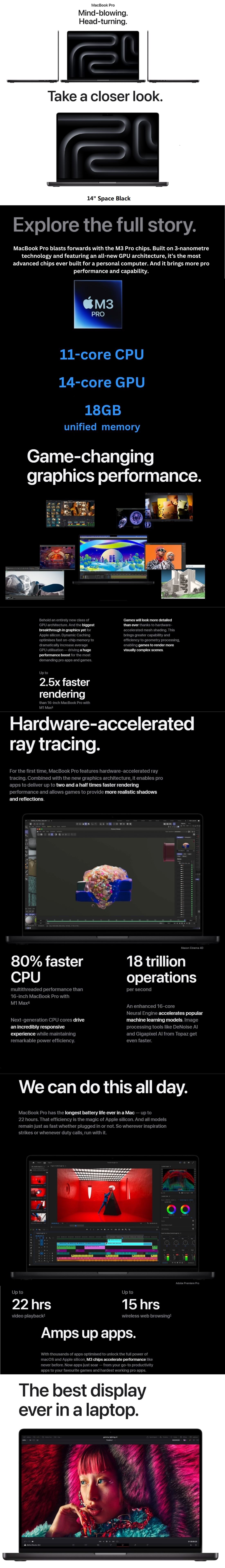 Apple MacBook Pro 14" M3 Pro 11-Core CPU, 14GPU, 18GB RAM, 512GB SSD ...