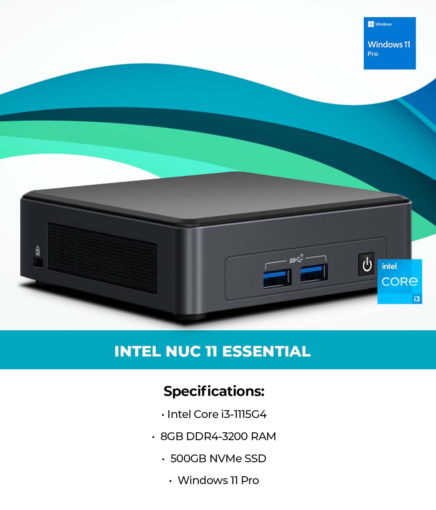 JW NUC11 Essential (i3-1115G4 | 8GB | 500GB | Windows 11 Pro)