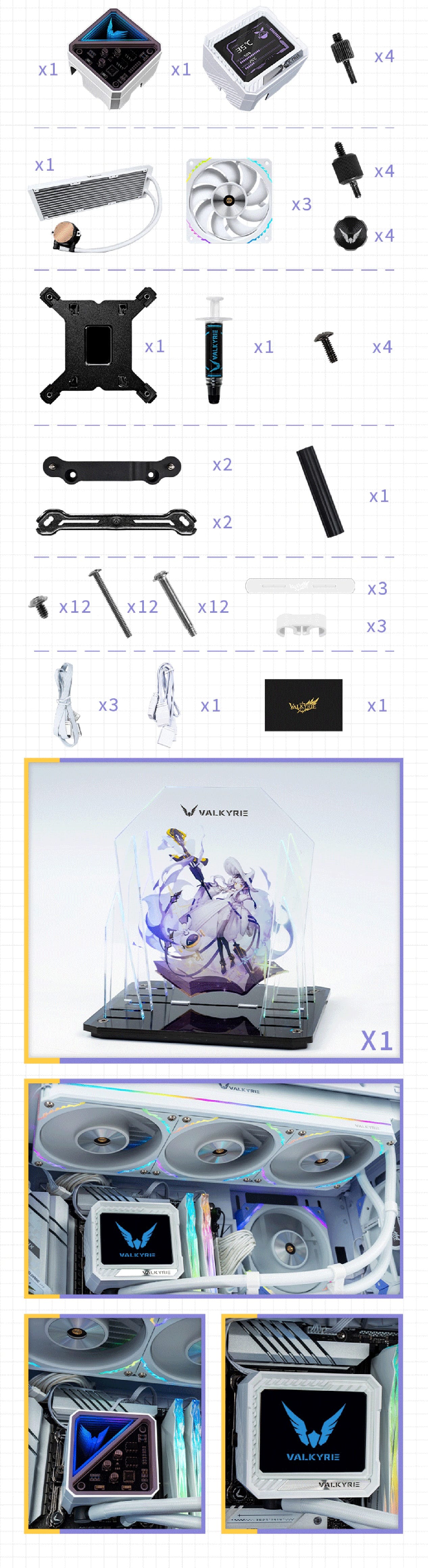 Valkyrie V360-Merlin All-In-One 360mm Liquid CPU Cooler - White