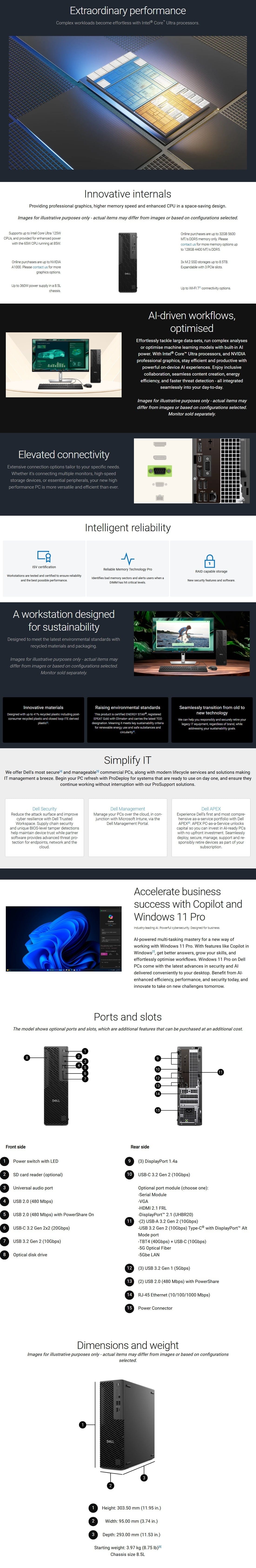 Dell Pro Max Slim Desktop PC, Ultra 9-285, 32GB RAM, 1TB SSD, RTX A1000 ...