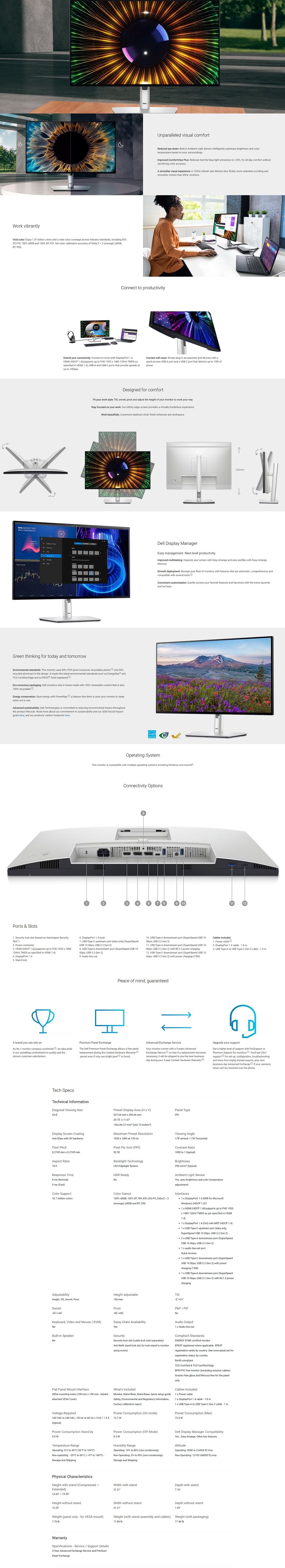 Dell U2424H UltraSharp 24" FHD IPS Height Adjustable Professional Monitor