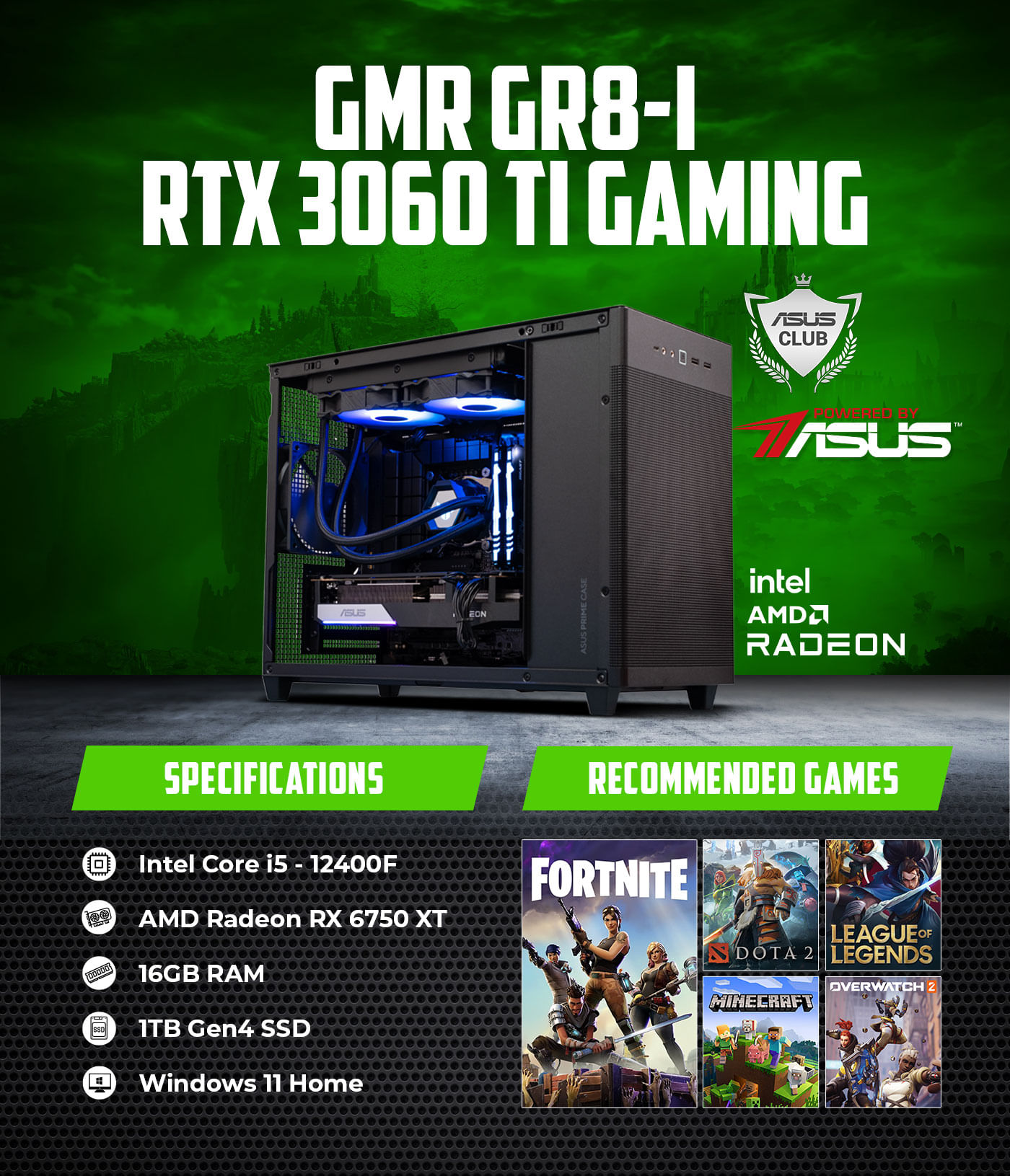 GMR GR8-I 3060 Ti Gaming PC - (Intel i5 12400F | 16GB DDR4 | RTX 3060 ...