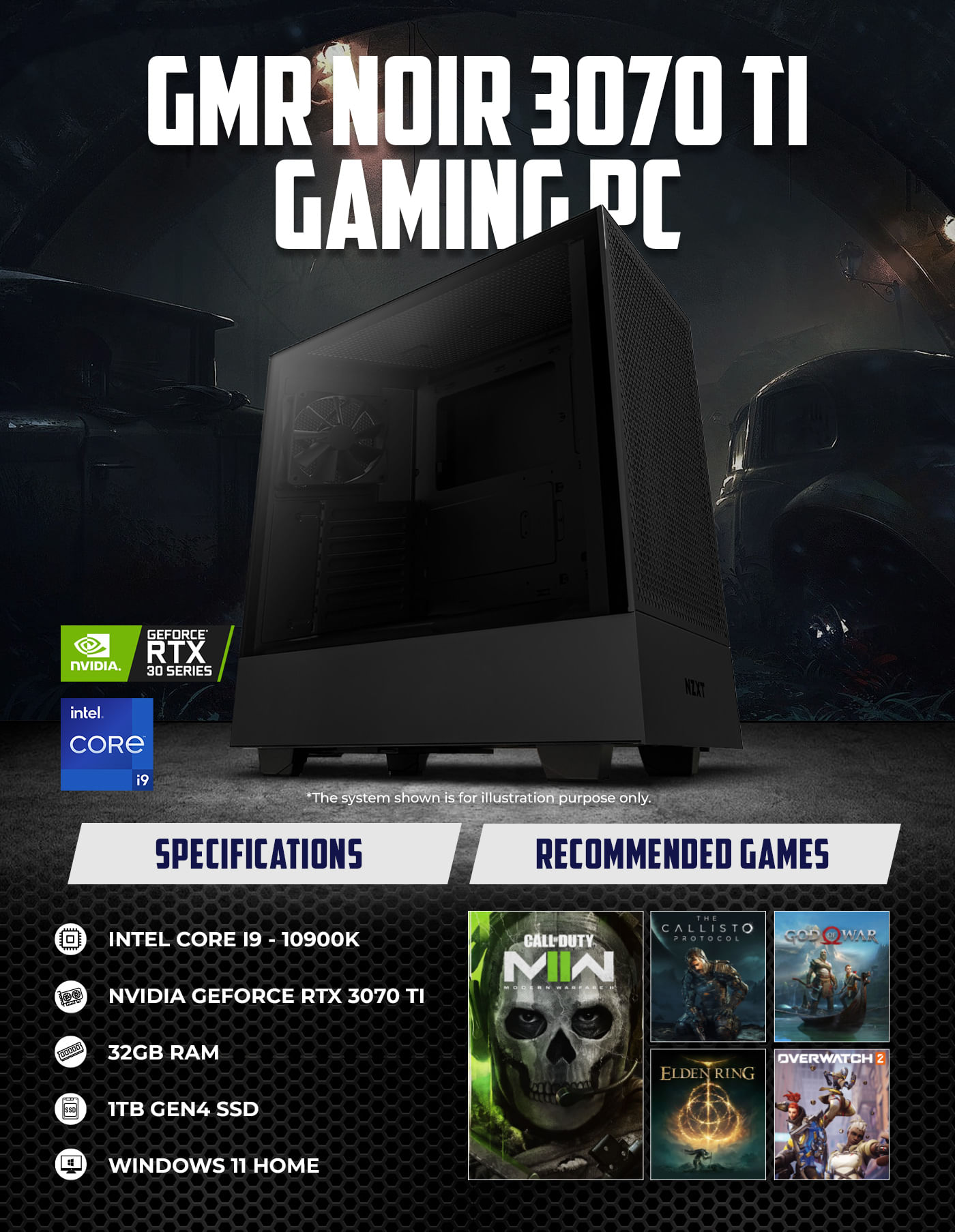 GMR Noir 3070 Gaming PC - Intel i9 10900K, 32GB RAM, RTX 3070Ti, 1TB ...