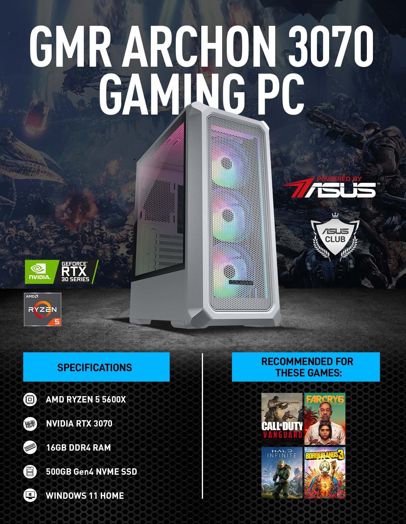 GMR Archon 3070 Gaming PC - AMD Ryzen 5 5600X, 16GB RAM, RTX 3070 8G ...