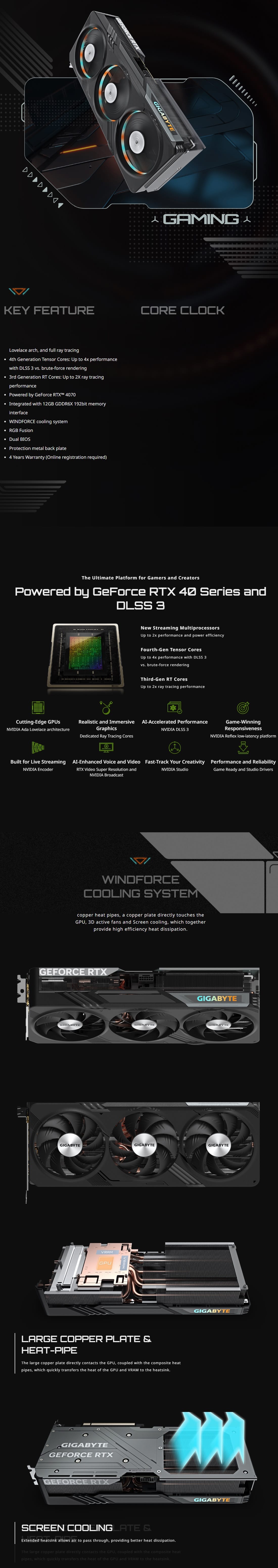 Gigabyte GeForce RTX 4070 Gaming 12GB OC Edition Graphics Card