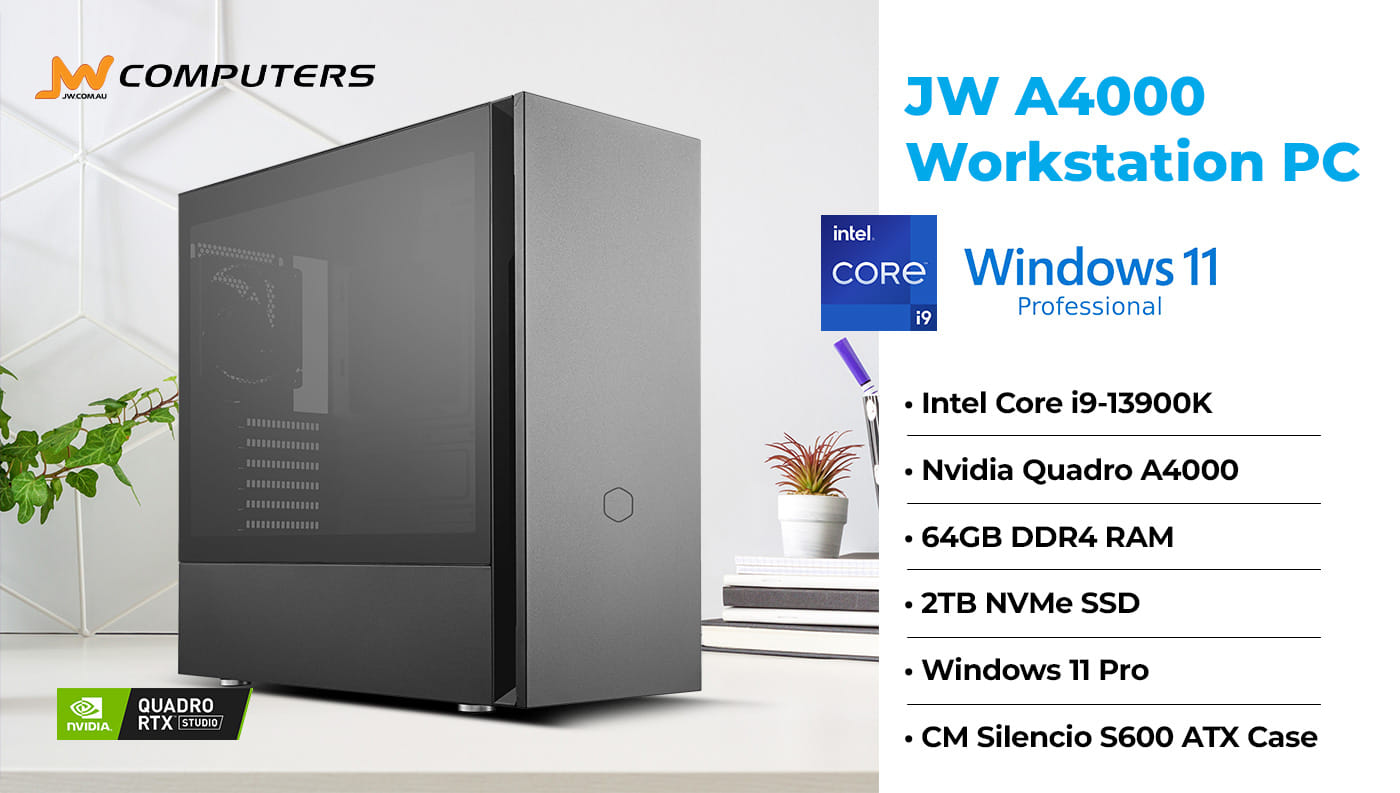 JW A4000 Workstation PC - (i9 13900K | Z790 | 64GB DDR4 | 2TB NVMe SSD ...
