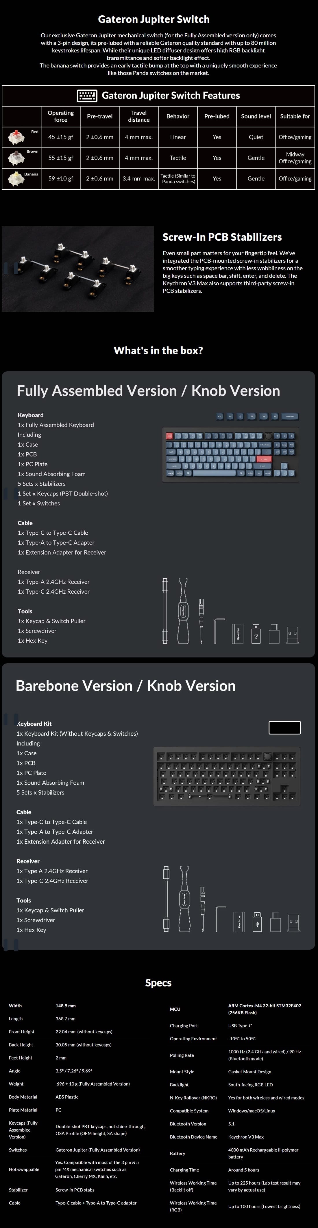 Keychron V3 Max QMK/VIA Wireless Black Custom Mechanical Keyboard ...
