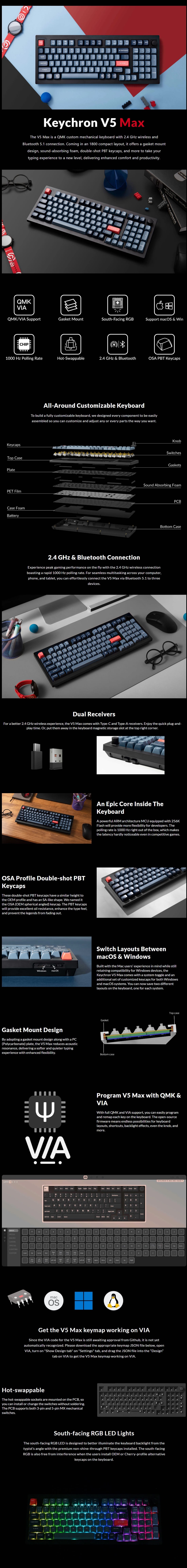 (Ex-Demo) Keychron V5 Max QMK/VIA RGB Hot Swappable Wireless Fully ...