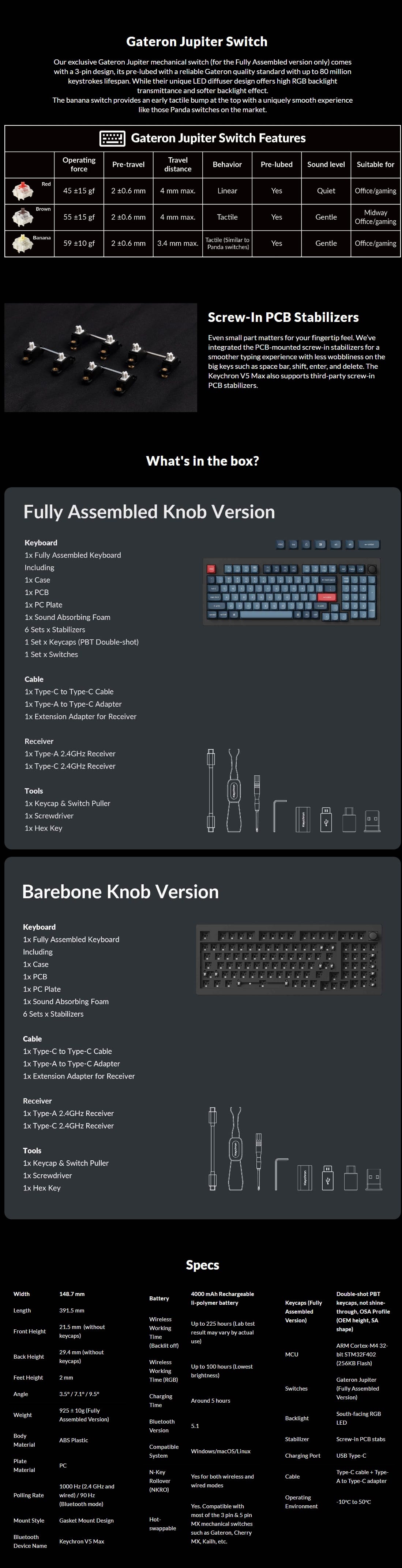(Ex-Demo) Keychron V5 Max QMK/VIA RGB Hot Swappable Wireless Fully ...