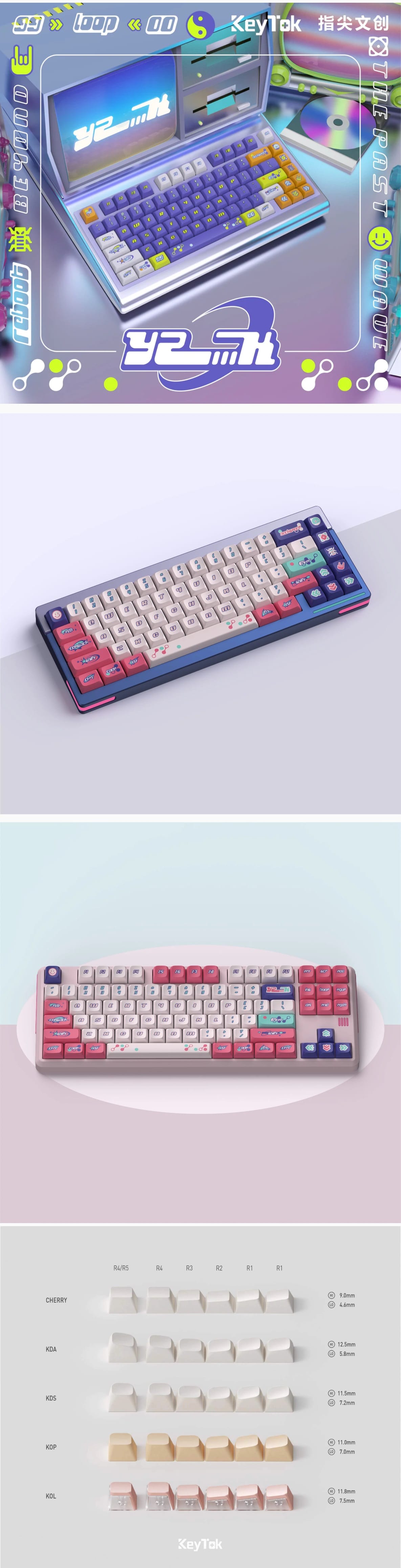 Keytok KDA Y2K Dye-Sub PBT Keycaps Wave