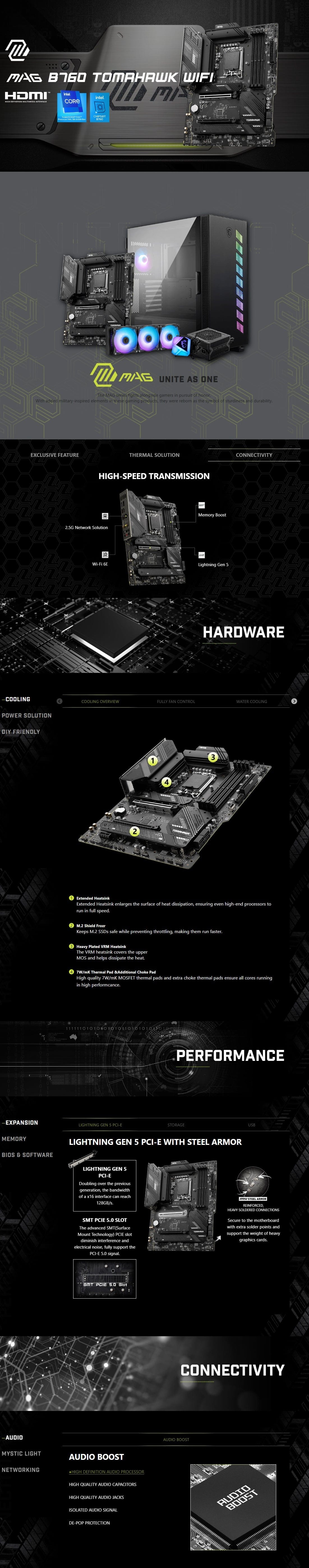 MSI MAG B760 TOMAHAWK WIFI LGA 1700 ATX Motherboard